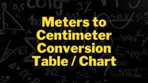 Meters to Centimeter Conversion Table / Chart